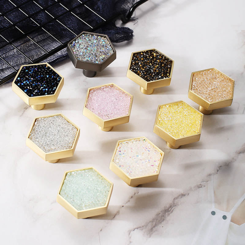 Decorative Hexagon Knob Cabinet Knobs Drawer Knob Brass Handles ...